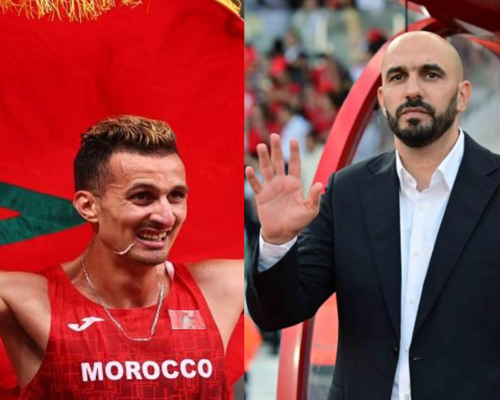 مشاهير مغاربة.على رأسهم وليد الركراكي يهنئون سفيان البقالي بعد فوزه بذهبية باريس-الصور - Le12.ma